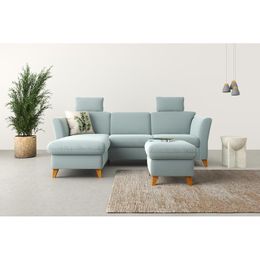 Home Affaire Ecksofa &raquo;Trelleborg L-Form&laquo; Federkern-Polsterung, wahlweise mit Bettfunktion und Bettkasten blau 100% Polyester