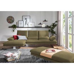 W.Schillig Ecksofa &raquo;broadway, Designsofa mit tollem Sitzkomfort, L-Form&laquo; Sitztiefenverstellung, Kopfteil- & Seitenteilverstellung, Breite 291cm gr&uuml;n 