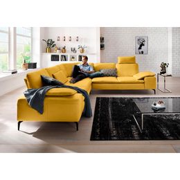 W.Schillig Ecksofa &raquo;valentinoo, Designsofa, elegant und bequem, L-Form&laquo; mit Sitztiefenverstellung, Breite 318 cm gelb Longlife Xtra-Leder Z73: 