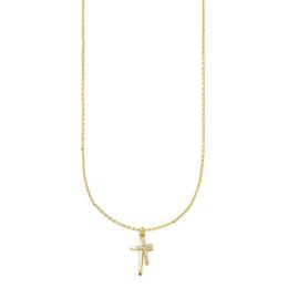 Bruno Banani Damen Kette mit Anh&auml;nger &raquo;Schmuck Geschenk gelbgoldfarben vergoldet mit zwei Kreuz-Anh&auml;nger&laquo; mit Zirkonia (synth.)