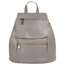 Samantha Look Damen Cityrucksack echt Leder, Made in Italy grau B/H/T: 24cm x 27cm x 11cm, onesize