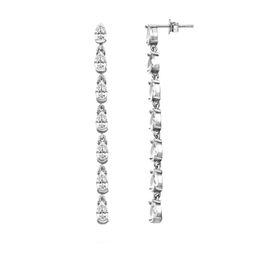 dKeniz Damen dKeniz Paar Ohrh&auml;nger &raquo;925/- Sterling Silber rhodiniert Gl&auml;nzend 5cm Zirkonia Wei&szlig;&laquo; wei&szlig;