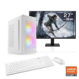 CSL PC-Komplettsystem &raquo;Spectrum V25239&laquo; 27 &prime;&prime; AMD Ryzen 7 GeForce RTX 4060 32 GB RAM 1.000 GB SSD wei&szlig; Inkl. 27 Zoll Full-HD Monitor, Maus, Tastatur, 