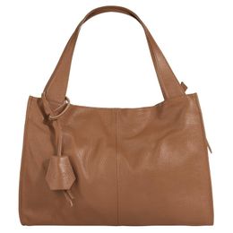 CLUTY Damen Shopper echt Leder, Made in Italy braun