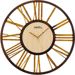 AMS AMS Wanduhr &raquo;W9648&laquo; Quarzuhr,Wohnzimmer,Esszimmer,K&uuml;che,Arbeitszimmer,B&uuml;ro,Flur braun