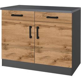 KOCHSTATION Unterschrank &raquo;KS-Toronto, Breite 100 cm&laquo; grau Holzwerkstoff