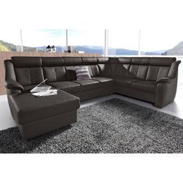 Sit & More sit&more Wohnlandschaft &raquo;Basel U-Form&laquo; wahlweise mit Relaxfunktion schwarz Luxus-Microfaser Altara Nubuck (100% Polyester);Kunstleder SOFTLUX ;