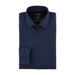 OLYMP Herren OLYMP Businesshemd &raquo;24/7 - Luxor modern fit - Jersey&laquo; mit Bl&uuml;ten-Minimal-Dessin blau 39, N-Gr