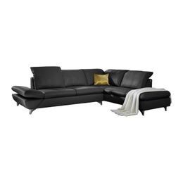 W.Schillig Ecksofa &raquo;Taoo, elegant und zeitlos, bequem, L-Form&laquo; mit Sitziefenverstellung & Kopfteilverstellung grau Longlife Xtra-Leder Z59: Glattleder