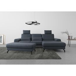Sit & More sit&more Ecksofa &raquo;Cinturo L-Form&laquo; inklusive Sitztiefenverstellung und Federkern, Sitzh&ouml;he 45 cm blau
