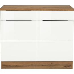 KOCHSTATION Unterschrank &raquo;KS-Brindisi&laquo; 100 cm breit, viel Stauraum wei&szlig; Holzwerkstoff, MDF