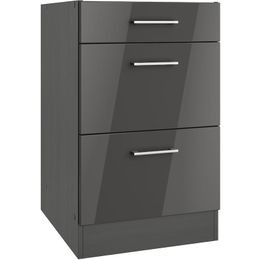 KOCHSTATION Unterschrank &raquo;KS-Milan&laquo; Auszugschrank 50 cm, matte oder hochgl&auml;nzende Fronten grau MDF