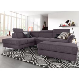 Sit & More sit&more Ecksofa &raquo;Avignon L-Form&laquo; inklusive Kopfteilverstellung, wahlweise mit Bettfunktion grau Struktur fein ( 100% Polyester);Struktur (100% 