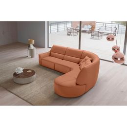 Egoitaliano Ecksofa &raquo;Puffy, extravagant & edel, Retro Designsofa, hoher Sitzkomfort, L-Form&laquo; mit Ottomane, wahlweise mit und ohne elektrischer Relaxfunktion rot 