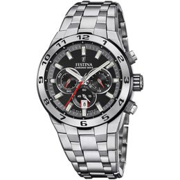 Festina Herren Chronograph &raquo;Chrono Bike 2024&laquo; Armbanduhr, Quarzuhr, Herrenuhr, Stoppfunktion, Edelstahlarmband silber