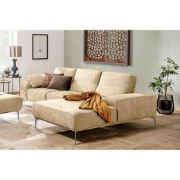 W.Schillig Ecksofa &raquo;run, Designsofa mit tollem Sitzkomfort, bequem, L-Form&laquo; mit elegantem Holzsockel, F&uuml;&szlig;e in Silber matt, Breite 299 cm beige 