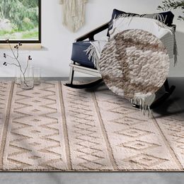 ELLE DECORATION Designteppich &raquo;Itinerance&laquo; rechteckig 18 mm H&ouml;he Hochflor, Shaggy, L&auml;ufer, weich, Langflor, modern, Hoch Tief Effekt beige Polyester
