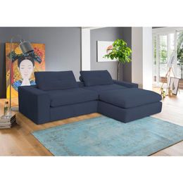 Alina Ecksofa &raquo;Sandy&laquo; mit losen Sitz- und R&uuml;ckenkissen blau Chenille (100% Polyester)