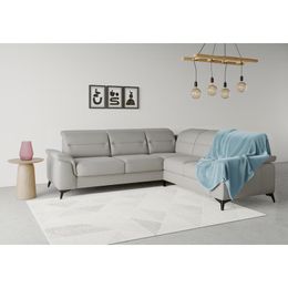 Sit & More sit&more Ecksofa &raquo;Sinatra L-Form&laquo; optinal mit Kopfteilverstellung und Armteilfunktion, Metallf&uuml;&szlig;e grau 100% Polyester