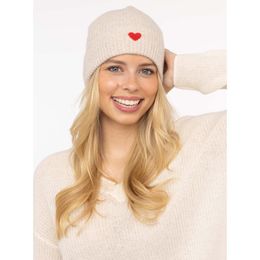 Zwillingsherz Damen Beanie &raquo;Beanie with Heart-Patch&laquo; Rippstrick, mit breitem Umschlag, w&auml;rmend