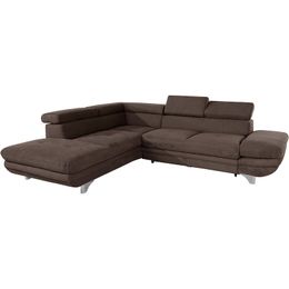 COTTA Ecksofa &raquo;Enterprise L-Form&laquo; mit Arm- & Kopfteilverstellung, wahlweise mit Bettfunktion braun Struktur (100% Polyester );Chenille (90% Polyester;