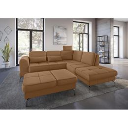 Sit & More sit&more Ecksofa &raquo;Bendigo L-Form&laquo; inklusive Sitztiefenverstellung, Bodenfreiheit 15 cm, in 2 Fu&szlig;farben braun