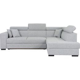 Home Affaire Ecksofa &raquo;Tulio L-Form&laquo; wahlweise mit Bettfunktion und Bettkasten, incl. 3 Zierkissen grau Struktur fein (100% Polyester);Struktur (100% 