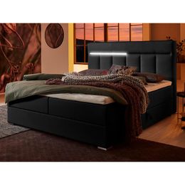 ATLANTIC HOME COLLECTION Boxbett &raquo;Tessa&laquo; mit LED-Beleuchtung und Bettkasten schwarz Bezug Bett: Kunstleder (100% Polyurethan);Bezug Topper: Jersey (