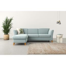 Home Affaire Ecksofa &raquo;Trelleborg L-Form&laquo; Federkern-Polsterung, wahlweise mit Bettfunktion und Bettkasten blau 100% Polyester