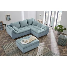 Jockenh&ouml;fer Ecksofa &raquo;Genua L-Form, B: 250 cm&laquo; mit 2 Zierkissen blau Korpus: 100% Polyester;Zierkissen: 100% Polyester
