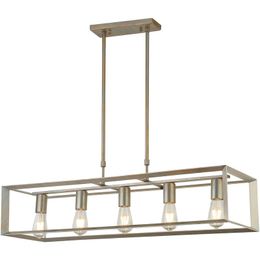 Searchlight H&auml;ngeleuchte &raquo;Heaton 5Lt Pendant - Brushed Gold/Silver Metal&laquo; E27 1 Stk. silber