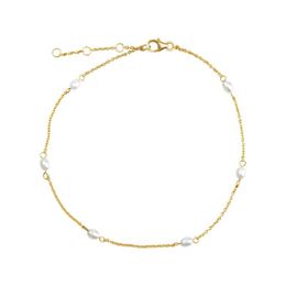 Vivance Damen Fu&szlig;kette &raquo;925/- Sterling Silber vergoldet Perlen&laquo; gelb