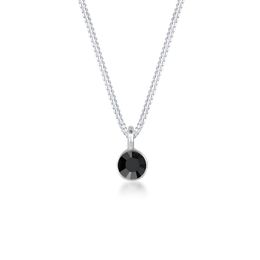 Elli Damen Collierkettchen &raquo;Solit&auml;r Glas Kristalle Schwarz 925 Sterling Silber&laquo;