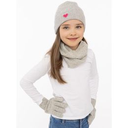 Zwillingsherz Jungen Beanie &raquo;"Heart-Patch"&laquo; Kids-Kaschmir M&uuml;tze mit Herzpatch grau