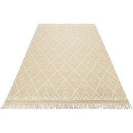 Teppich &raquo;Vermont GL-82101&laquo; rechteckig 5 mm H&ouml;he handgewebter Naturfaserteppich aus 80% Wolle 20% Baumwolle, Wohnzimmer beige Baumwolle, Schurwolle