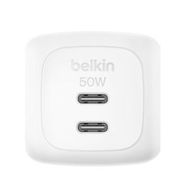 Belkin USB-Ladeger&auml;t &raquo;BoostCharge Pro 2-Port-USB-C-GaN-Charger (50 W)&laquo; Kunststoff Sitzt sicher in der Steckdose