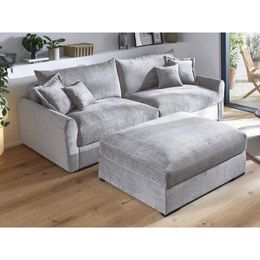 Home Affaire Big-Sofa &raquo;Finka, Breite 190 cm&laquo; Mega-Sofa, Cord oder Chenille-Struktur, mit Federkern & 4 Zierkissen 100% Polyester