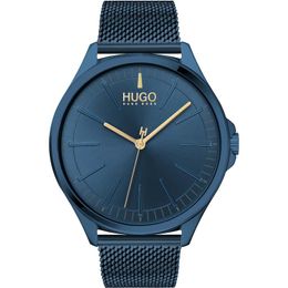 Hugo Herren Hugo Quarzuhr &raquo;#SMASH&laquo; Armbanduhr, Herrenuhr, Mineralglas, Edelstahlarmband blau