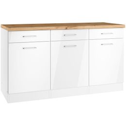 KOCHSTATION Unterschrank &raquo;KS-Milan&laquo; Unterschrank 150 cm, matte oder hochgl&auml;nzende Fronten wei&szlig; MDF