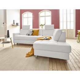 Sit & More sit&more Ecksofa &raquo;Pablo L-Form&laquo; wahlweise mit Bettfunktion und Bettkasten wei&szlig; Luxus-Microfaser ALTARA NUBUCK (100% Polyester) / Struktur fein (100% 