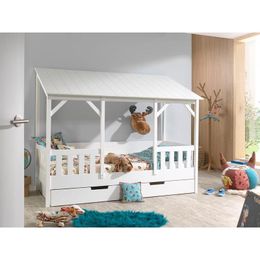 Vipack Kinderbett &raquo;Hausbett, aus MDF und Massivholz, Dach schwarz oder wei&szlig;&laquo; B/H/T ca. 214,2x174x105,3cm, inkl. umlaufende Umrandung, wahlweise mit oder ohne