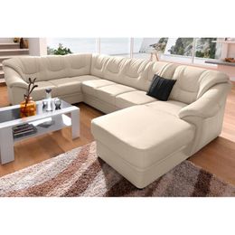 Sit & More sit&more Wohnlandschaft &raquo;Savona U-Form, B: 320 cm&laquo; optional Bettfunktion, Federkern beige Luxus-Kunstleder;Primabelle -Microfaser;NaturLederKorpus ist