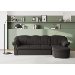 DOMO collection Ecksofa &raquo;Pegnitz, elegante R&uuml;ckensteppung, kompakte Stellma&szlig;e 238/141cm, L-Form&laquo; wahlweise mit Bettfunktion braun 92% Polyester, 8% 