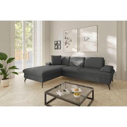 Sit & More sit&more Ecksofa &raquo;Morris Jubi L-Form, B: 247 cm&laquo; mit Armteilfunktion & 1 Zierkissen, optional Bettfunktion grau 100% Polyester
