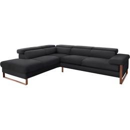 W.Schillig Ecksofa &raquo;finn, Designsofa mit tollem Sitzkomfort, bequem, L-Form&laquo; German Design Award 2016, Fu&szlig;gestell Nussbaum natur, Breite 281 cm 