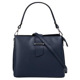 CLUTY Damen Henkeltasche echt Leder, Made in Italy blau