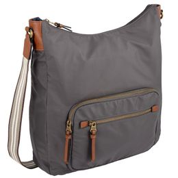 Camel Active Damen Camel Active Hobo &raquo;Bari&laquo; aus hochwertigem matten Nylon mit gestreiftem Gewebeband grau