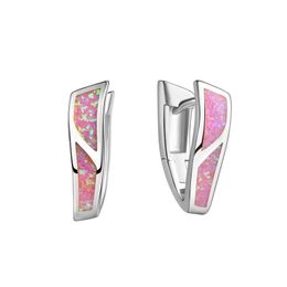 Vivance Damen Paar Creolen &raquo;925-Sterling Silber rhodiniert synth. Opal pink&laquo; wei&szlig;