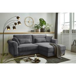ED EXCITING DESIGN Ecksofa &raquo;Angelina L-Form&laquo; mit Bettfunktion, Bettkasten & 4 Zierkissen grau 92% Polyester, 8% Nylon