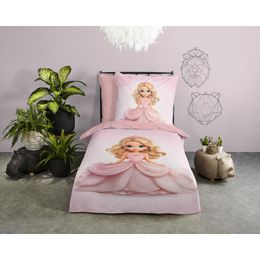 PURE luxury collection Kinderbettw&auml;sche &raquo;Bellas&laquo; 2 Stk. Mikrofaser, 135x200, 2 Teilig, Wendeoptik, Kind, M&auml;dchen, Prinzessin rosa Microfaser, 